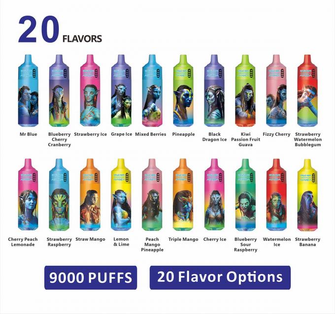 9000 Puffs Disposable E Cigarette Vape Device Strawberry Watermelon ...