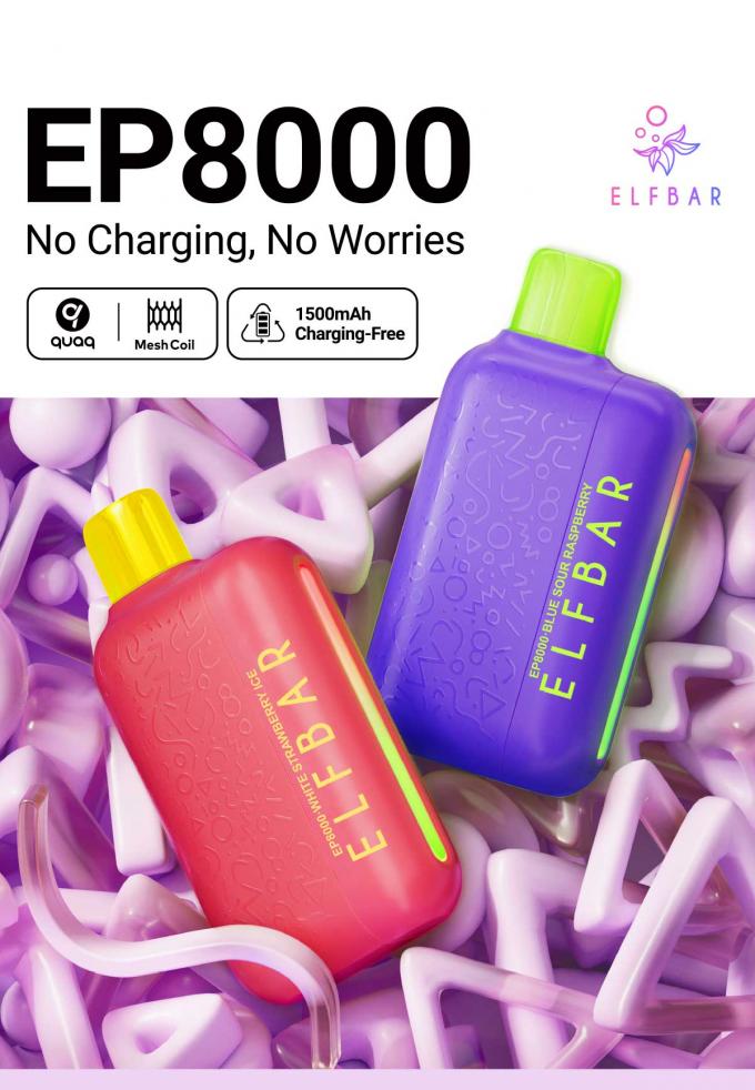 ELFBAR EP8000 Puffs Disposable vape Mesh Coil 1500 mAh 50mg/ml Nicotine ...