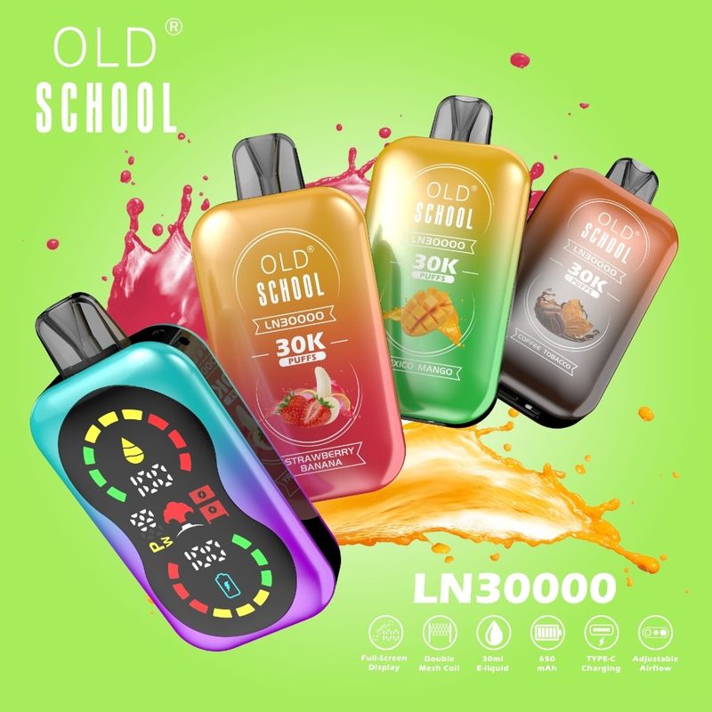 OLD SCHOOL LN30000 Vape 30ml E-liquid 650mAh Double Mesh Coil 30000 ...
