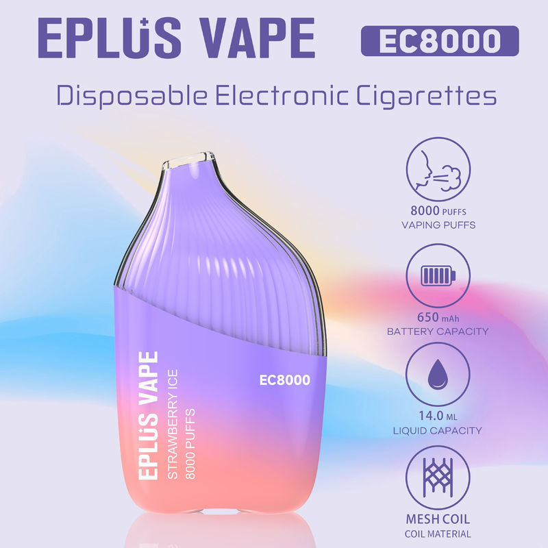 EPLUS VAPE EC8000 8000 Puffs Nicotina 15 ml Disponible EPLUS Vape 650mAh Batería Hielo de mango