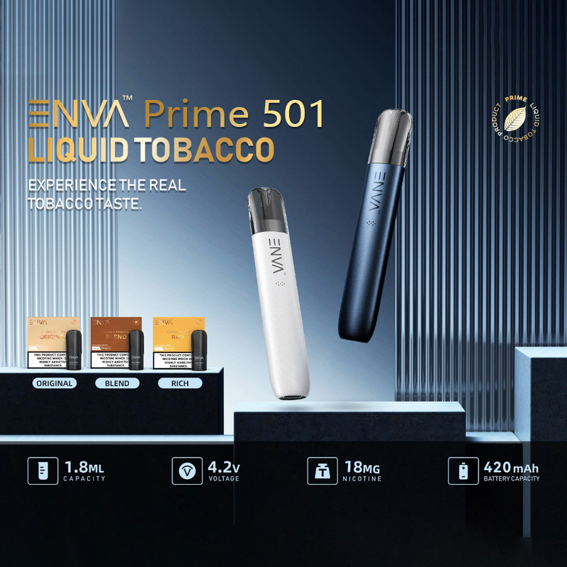 ENVA Prime Liquid Tobacco Product 420mAh 1.8ml E-liquid 18mg Nicotine 4 ...
